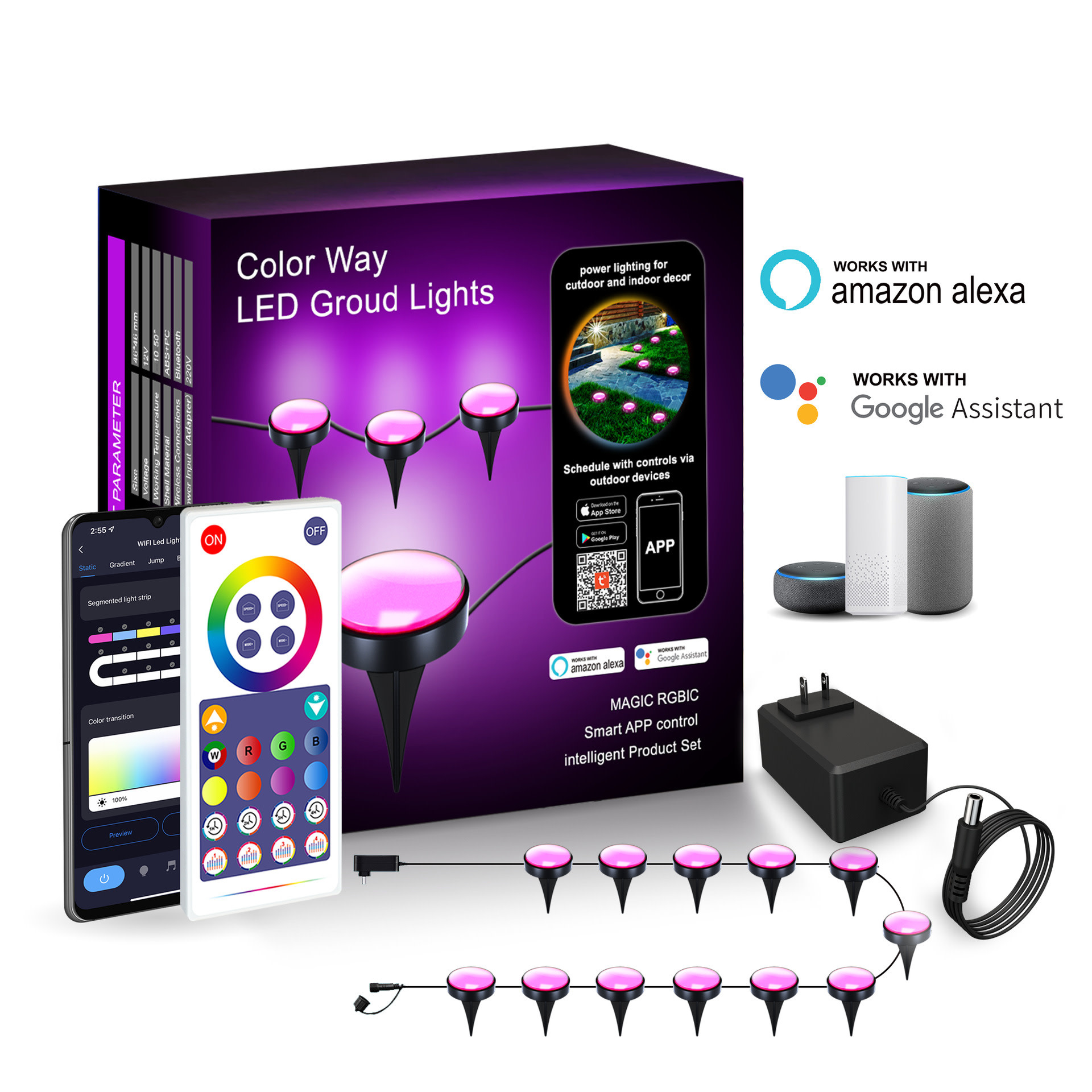 Color Way LED Ground Light MAGIC RGB-IC -33FT - G&G Bermuda