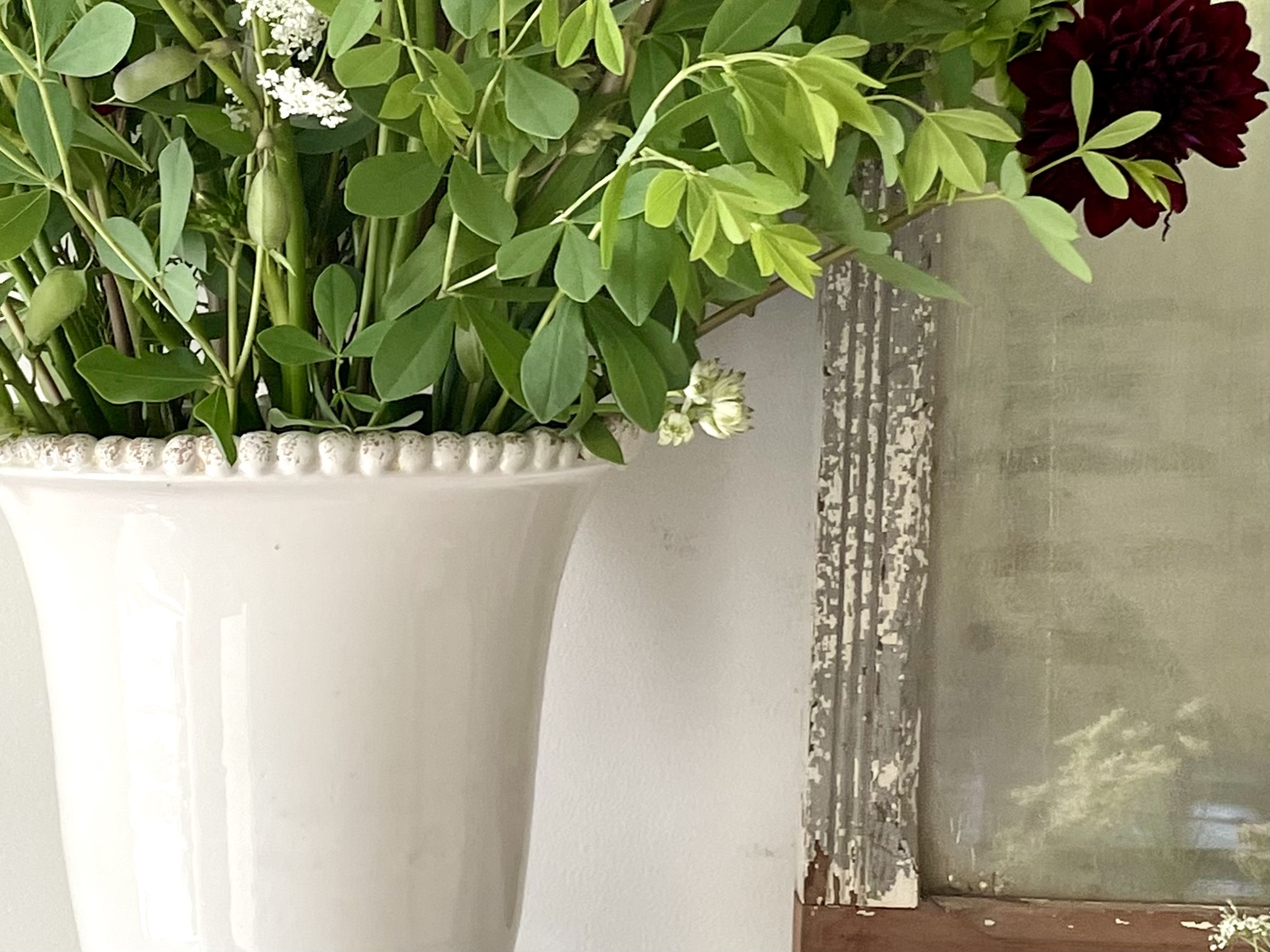 Beaded Rim Vase - Ivory - Honeychurch Home