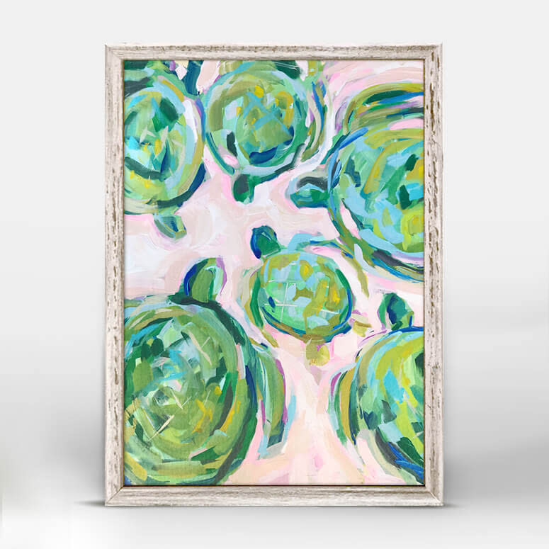 Sea Turtles on Pink 5x7 Canvas Wall Art - Miss Monroe Boutique