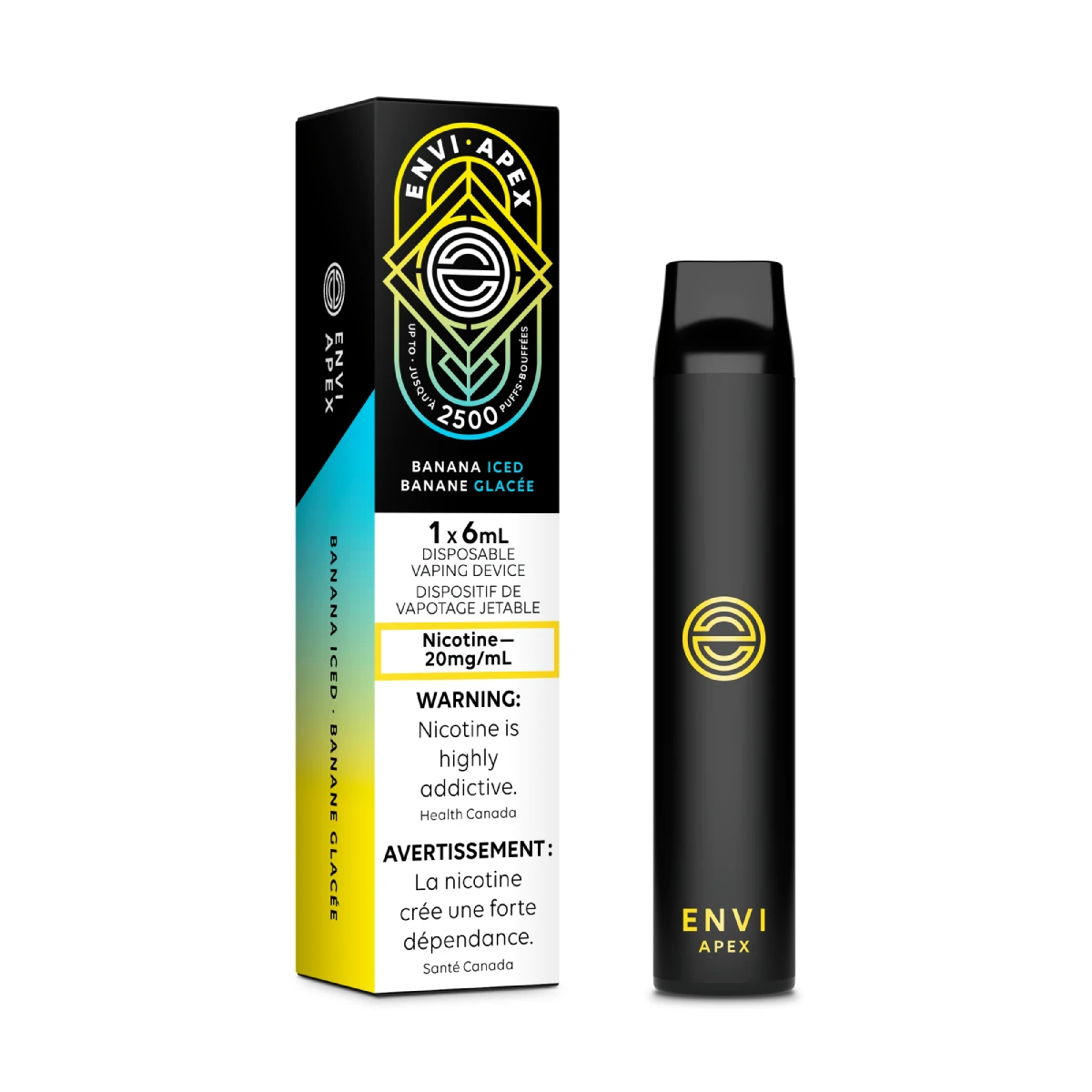 Envi Apex 2500 Puff Disposable (single) Banana Iced (ONTARIO) - Vaporwave