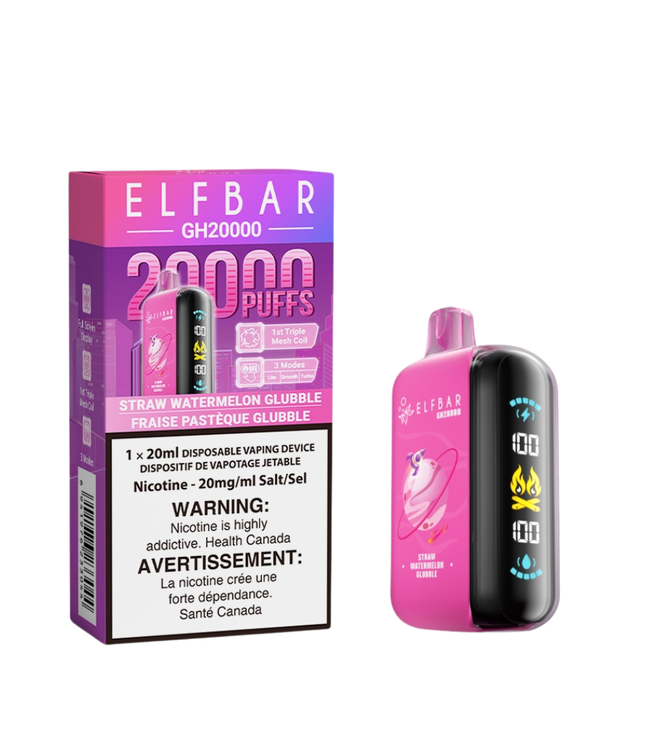ELF BAR 20,000 Puff Disposable 20ml Straw Watermelon Glubble (ONTARIO) - Vaporwave