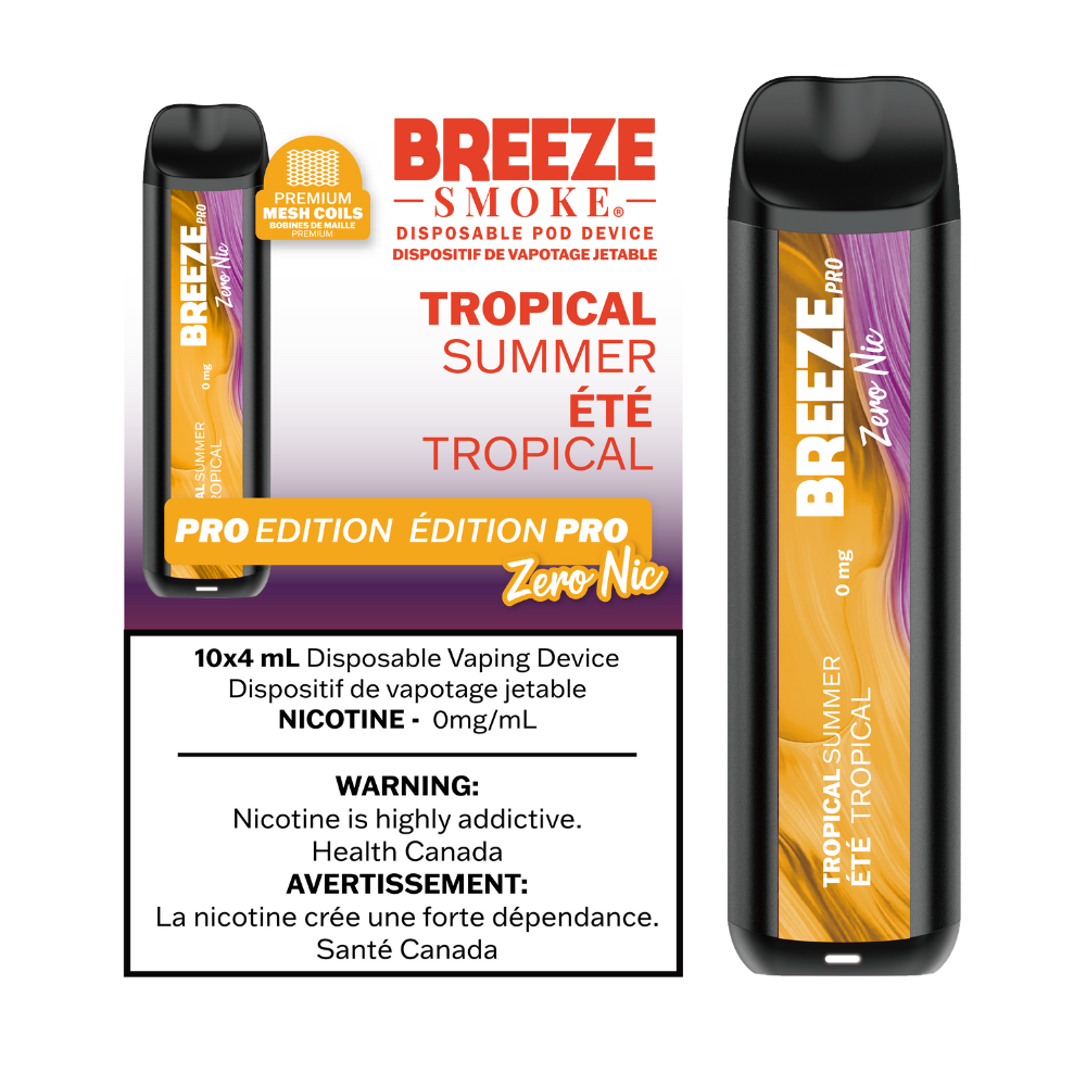 Breeze Pro 2000 Puff 0mg Disposable (Single) Tropical Summer (Ontario ...