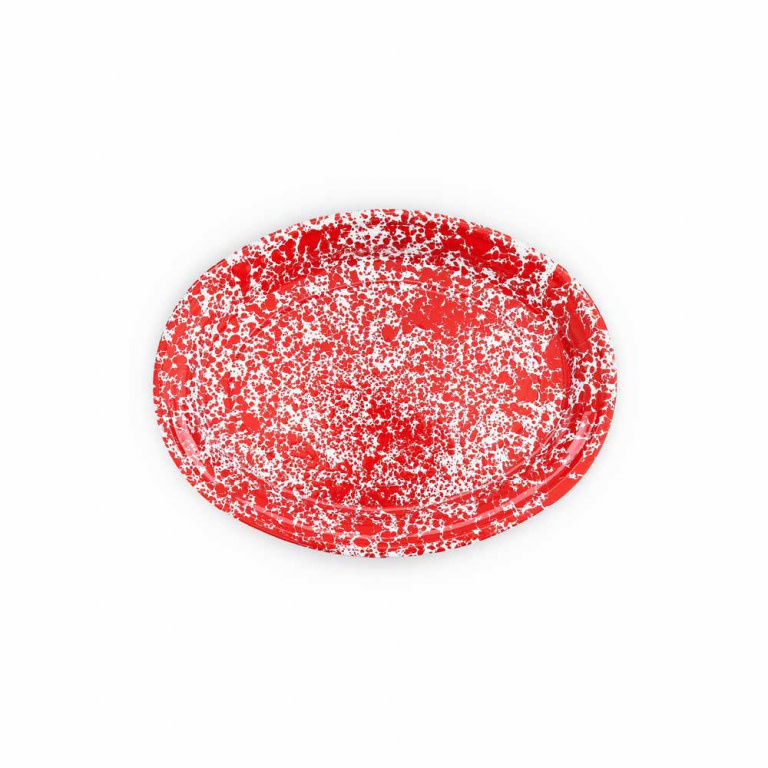 Red Marble Splatter Oval Platter - Blanton-Caldwell
