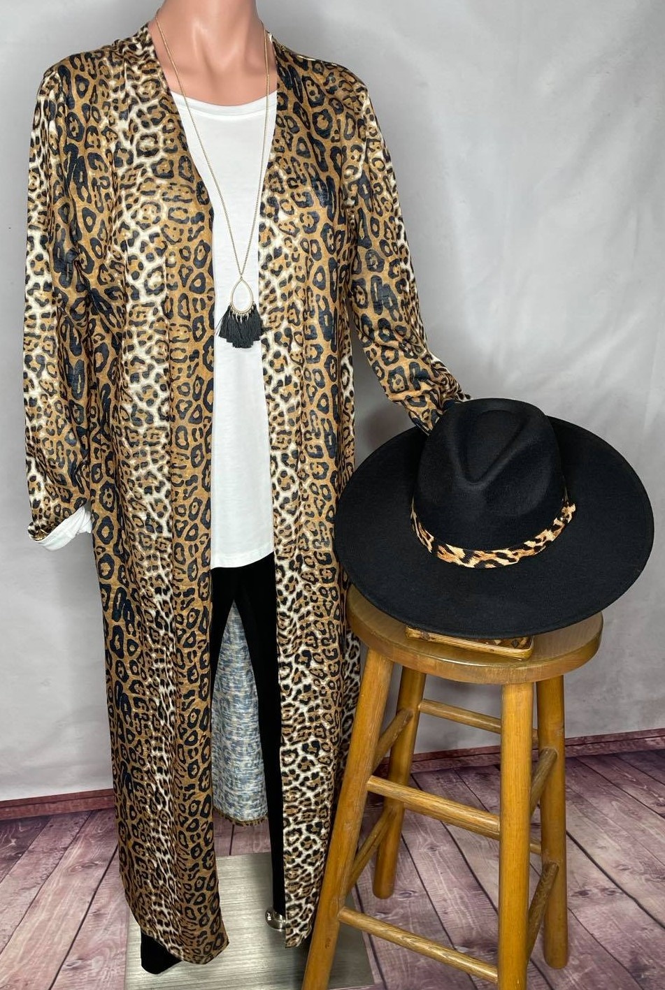 Cardigan with Side Splits Open Front - Blanton-Caldwell