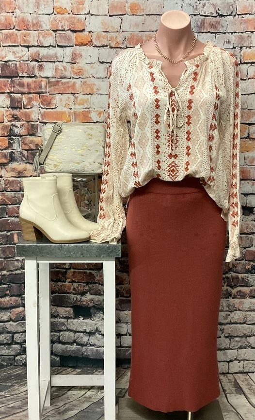 Ross Geometric Embroidered Swing Top - Blanton-Caldwell