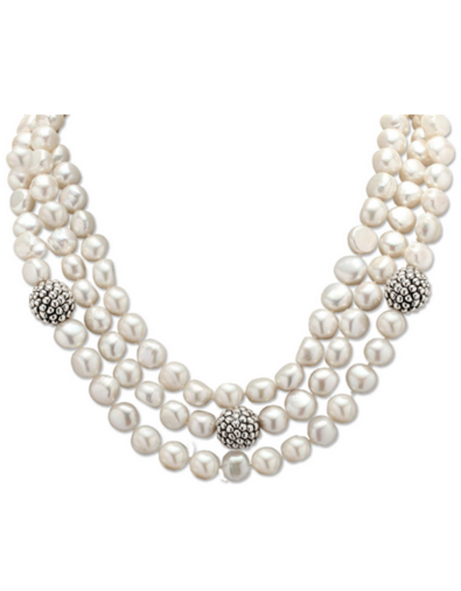 Simon Sebbag Necklace 3 Strand Pearl /Prosecco Beads - Blanton-Caldwell