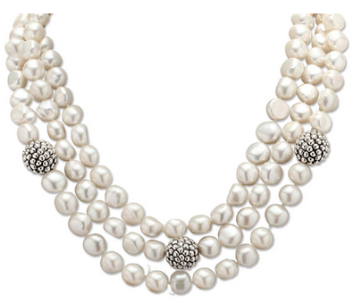 Simon Sebbag Necklace 3 Strand Pearl /Prosecco Beads - Blanton-Caldwell