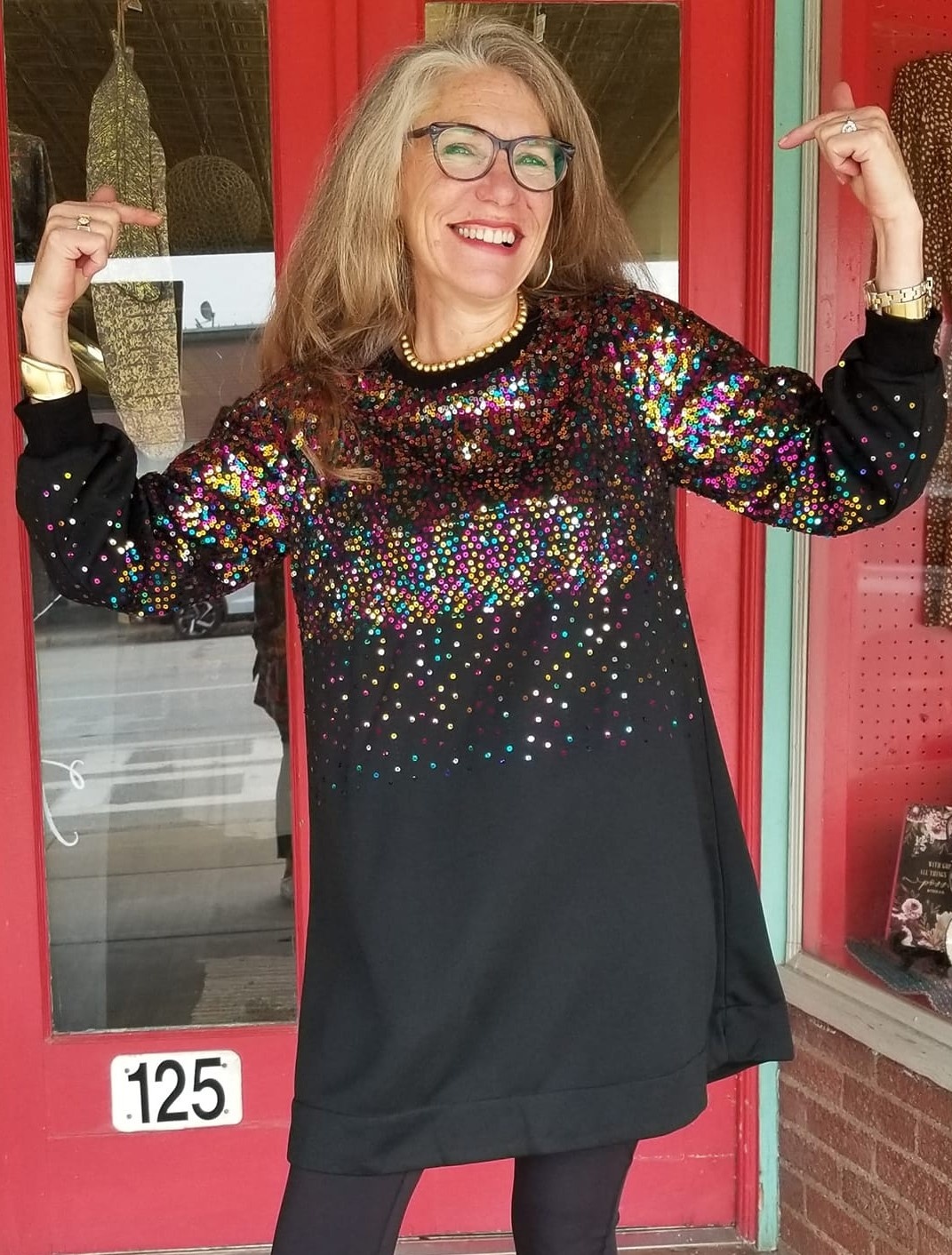 Sindra Sequin Sweatshirt Dress - Blanton-Caldwell