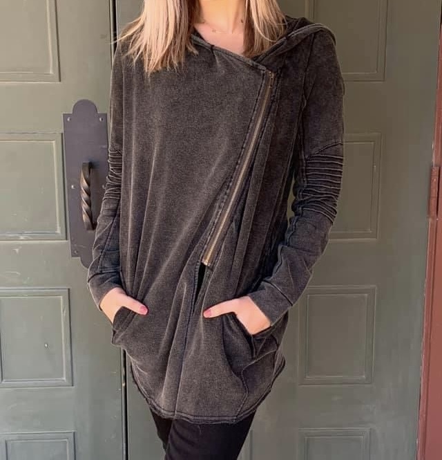 Zipper Front Jacket with Slit - Blanton-Caldwell