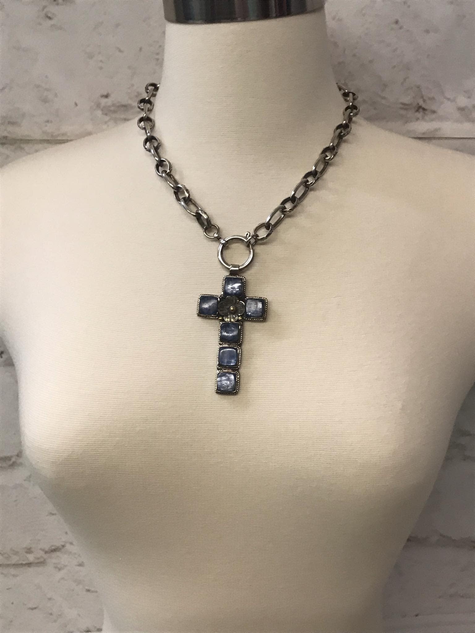 Erin Knight Designs Vintage Labradorite Cross Necklace - Blanton-Caldwell