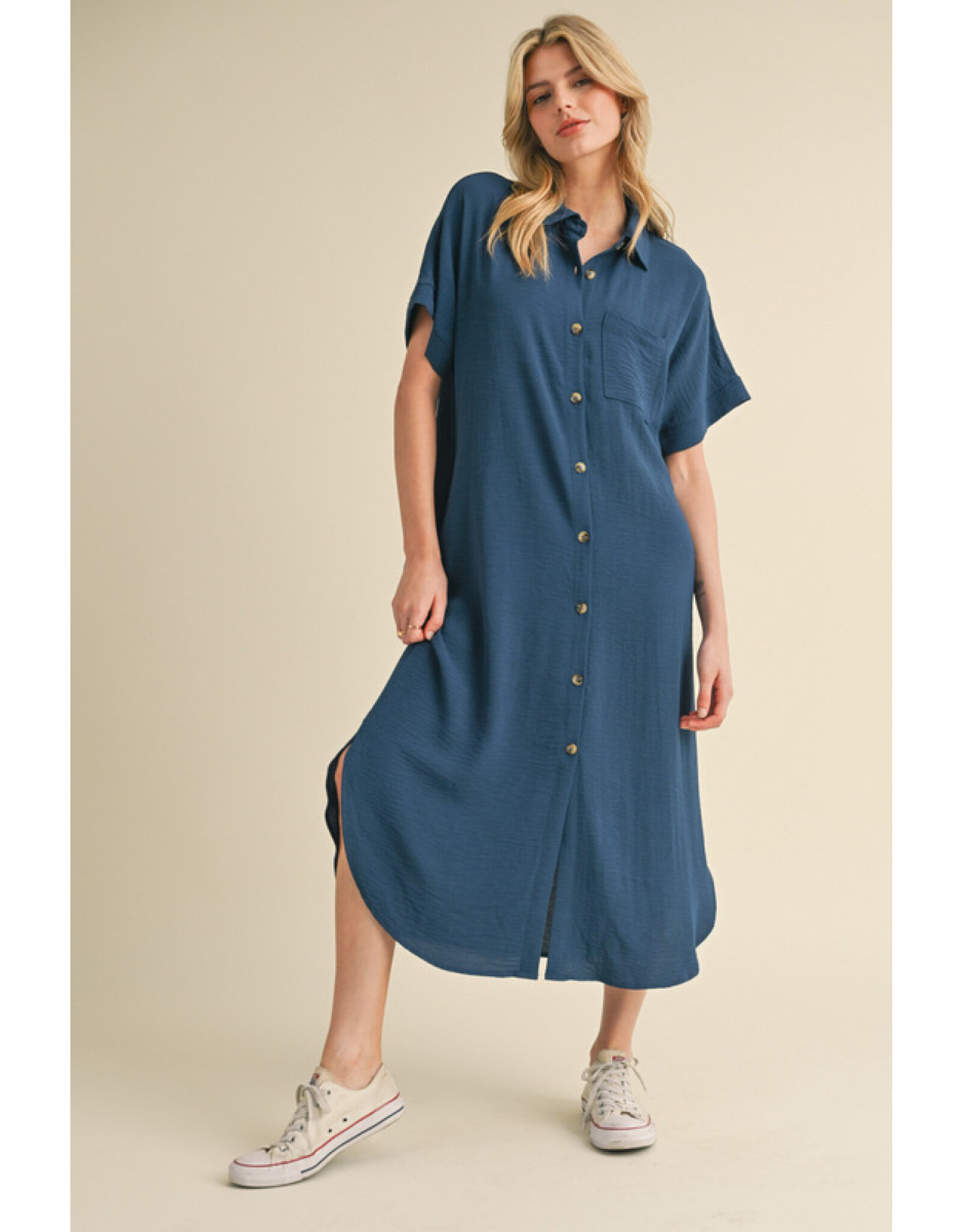 Asha Solid Midi Dress - Blanton-Caldwell