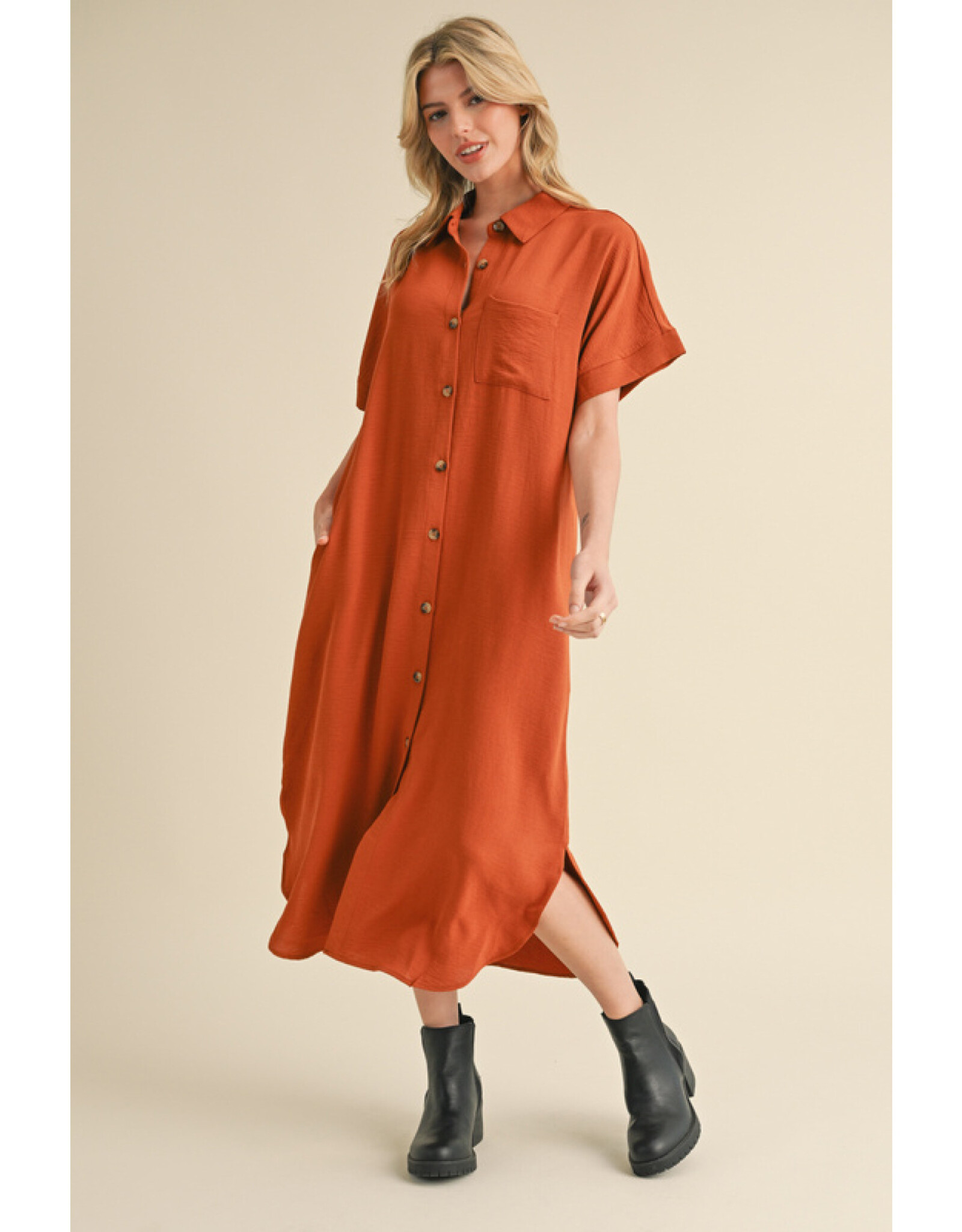 Asha Solid Midi Dress - Blanton-Caldwell