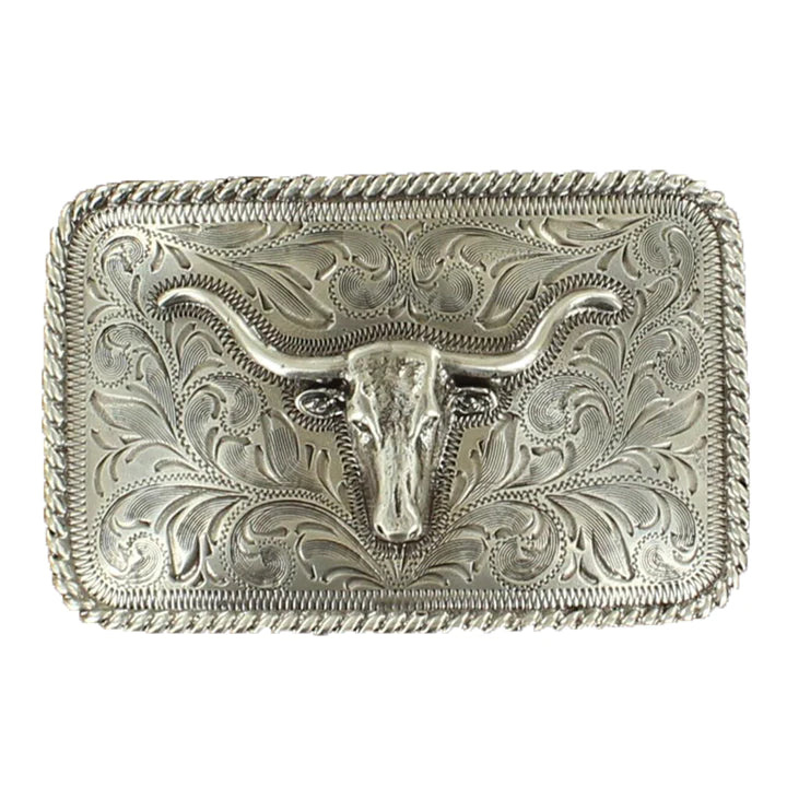 Nocona Western Rectangle Longhorn Belt Buckle - Blanton-Caldwell