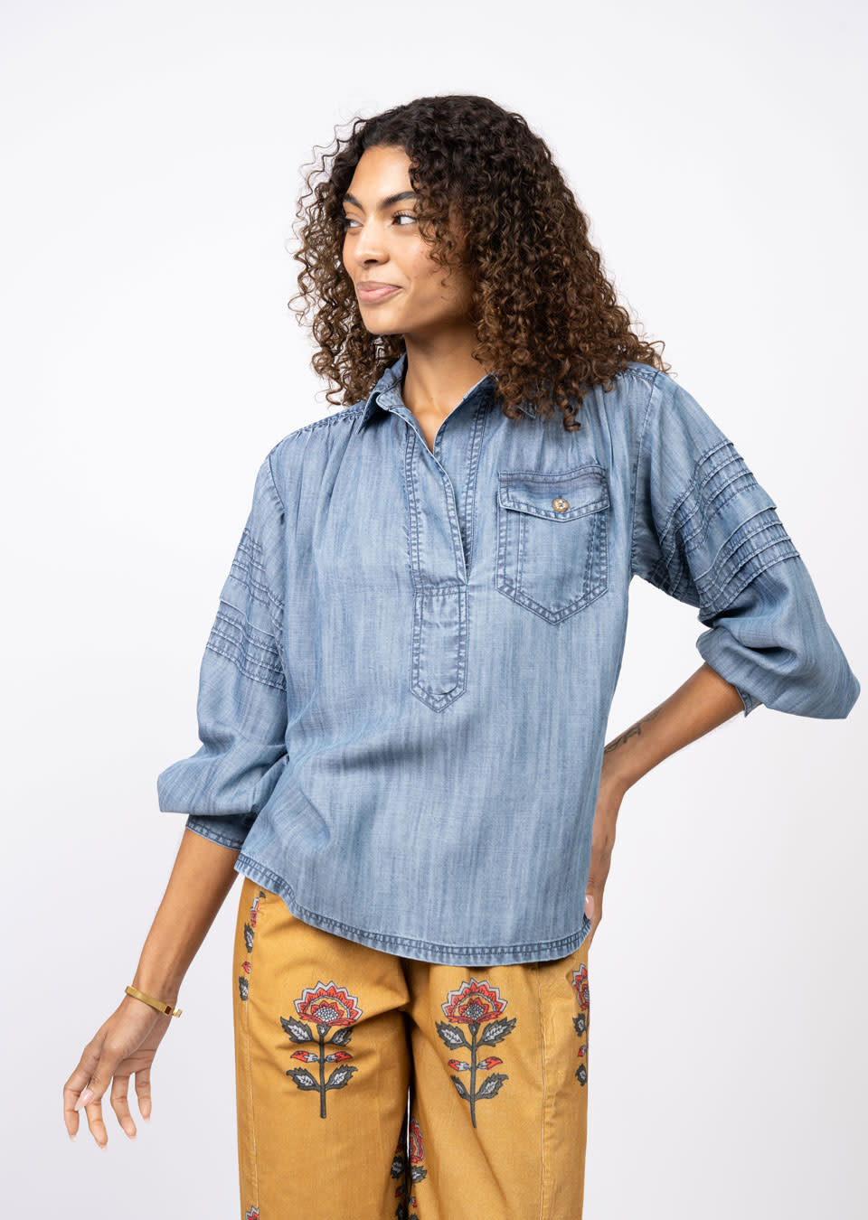 Ivy Jane Tuck Sleeve Popover Shirt - Blanton-Caldwell