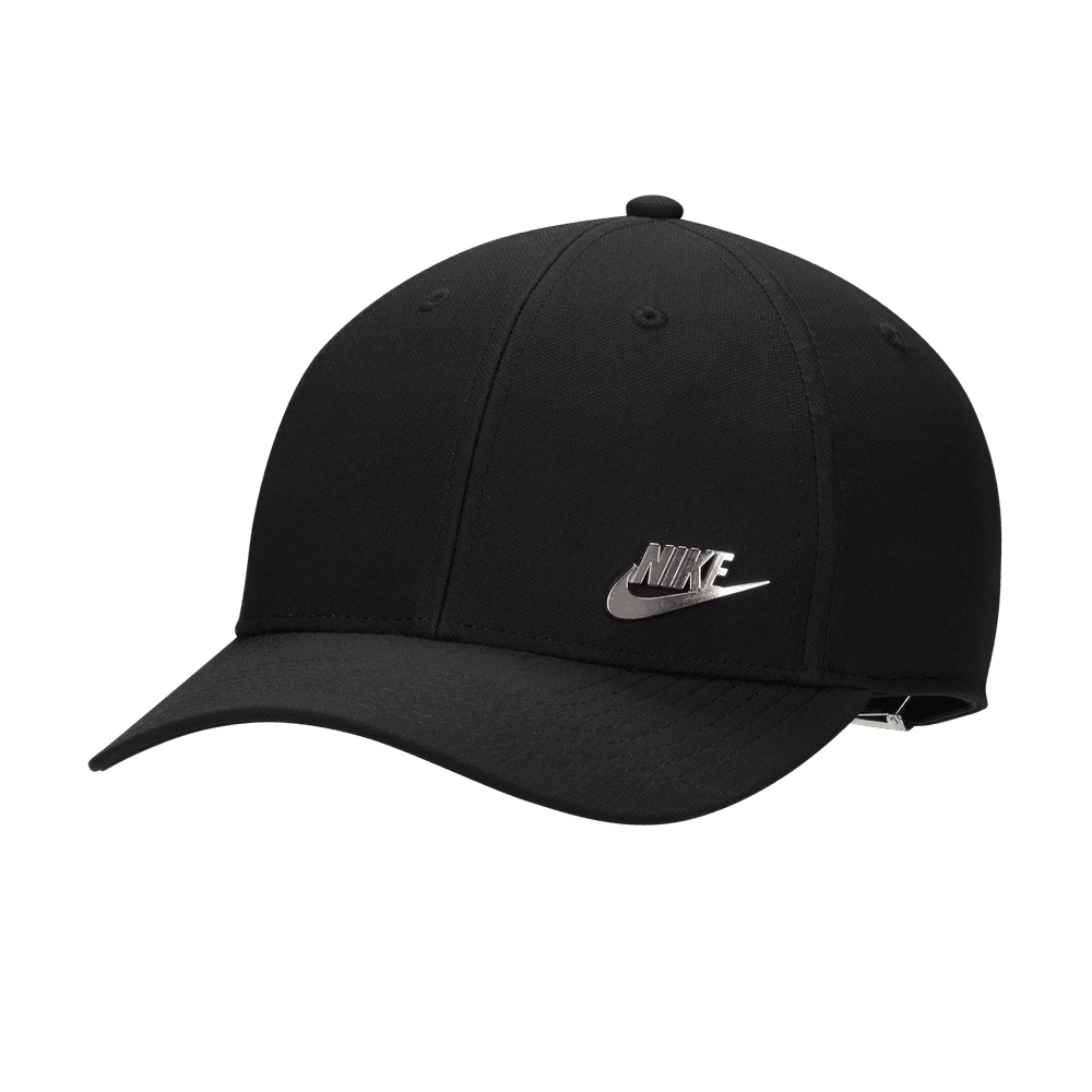 Nike Dri-FIT Club STR Metal Logo Cap 'Black/MET Silver|FB5371-010|TF ...