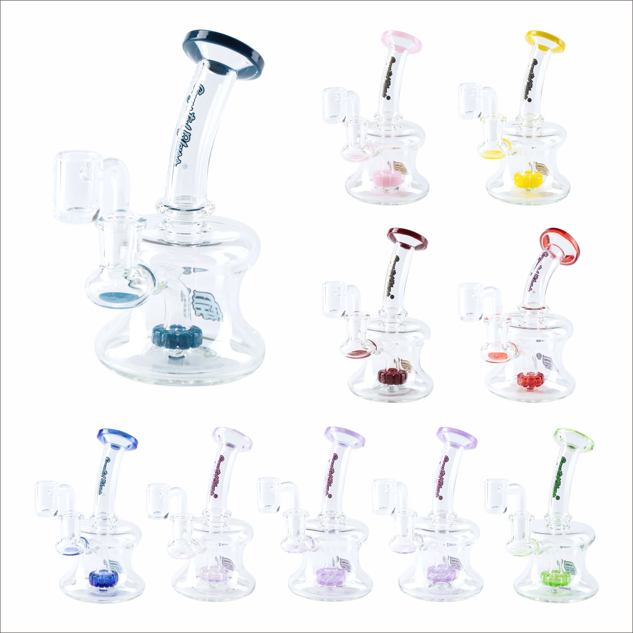 CRYSTAL GLASS Mini Hourglass Rig 5.7" C6096 - Radical Vape Shop