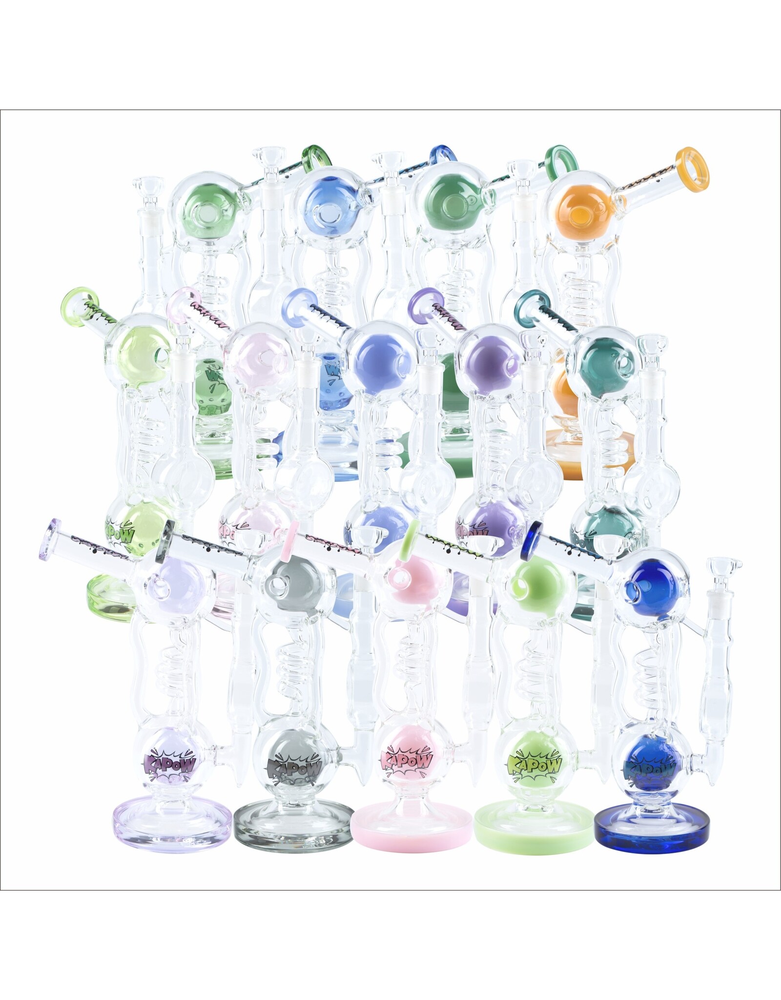 Kapow Lookah 12" dobble balls perc 3-Arm Recycler Glass Water Pipe ...