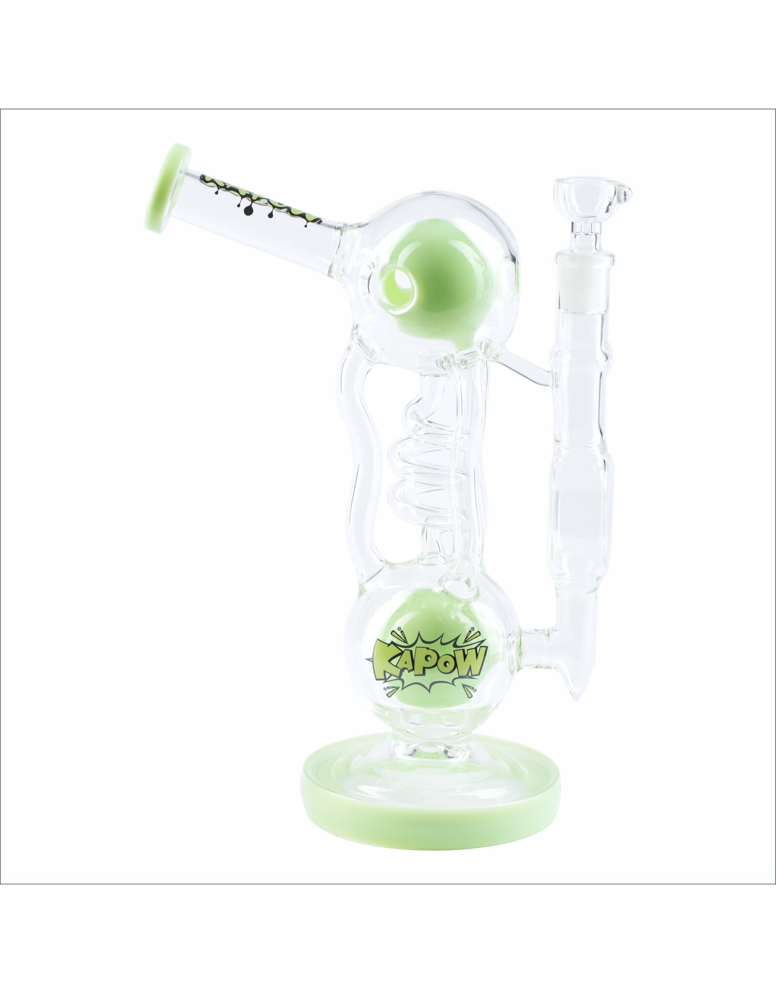 Kapow Lookah 12" dobble balls perc 3-Arm Recycler Glass Water Pipe ...