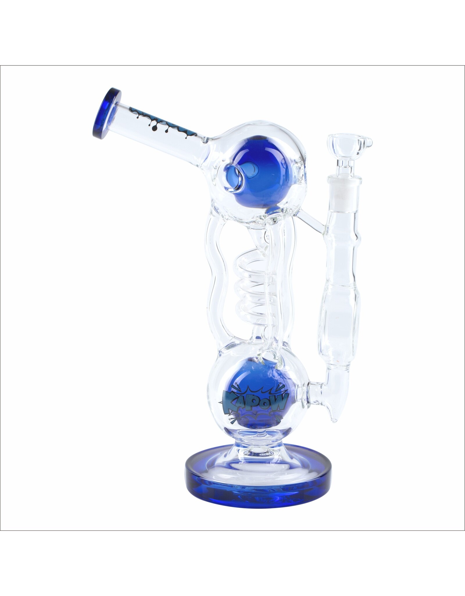 Kapow Lookah 12" dobble balls perc 3-Arm Recycler Glass Water Pipe ...