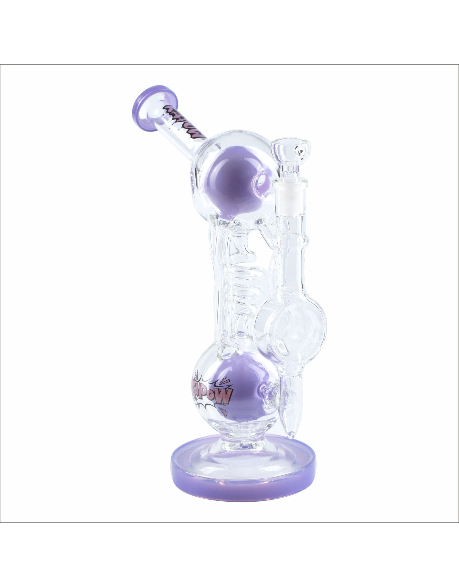 Kapow Lookah 12" dobble balls perc 3-Arm Recycler Glass Water Pipe ...