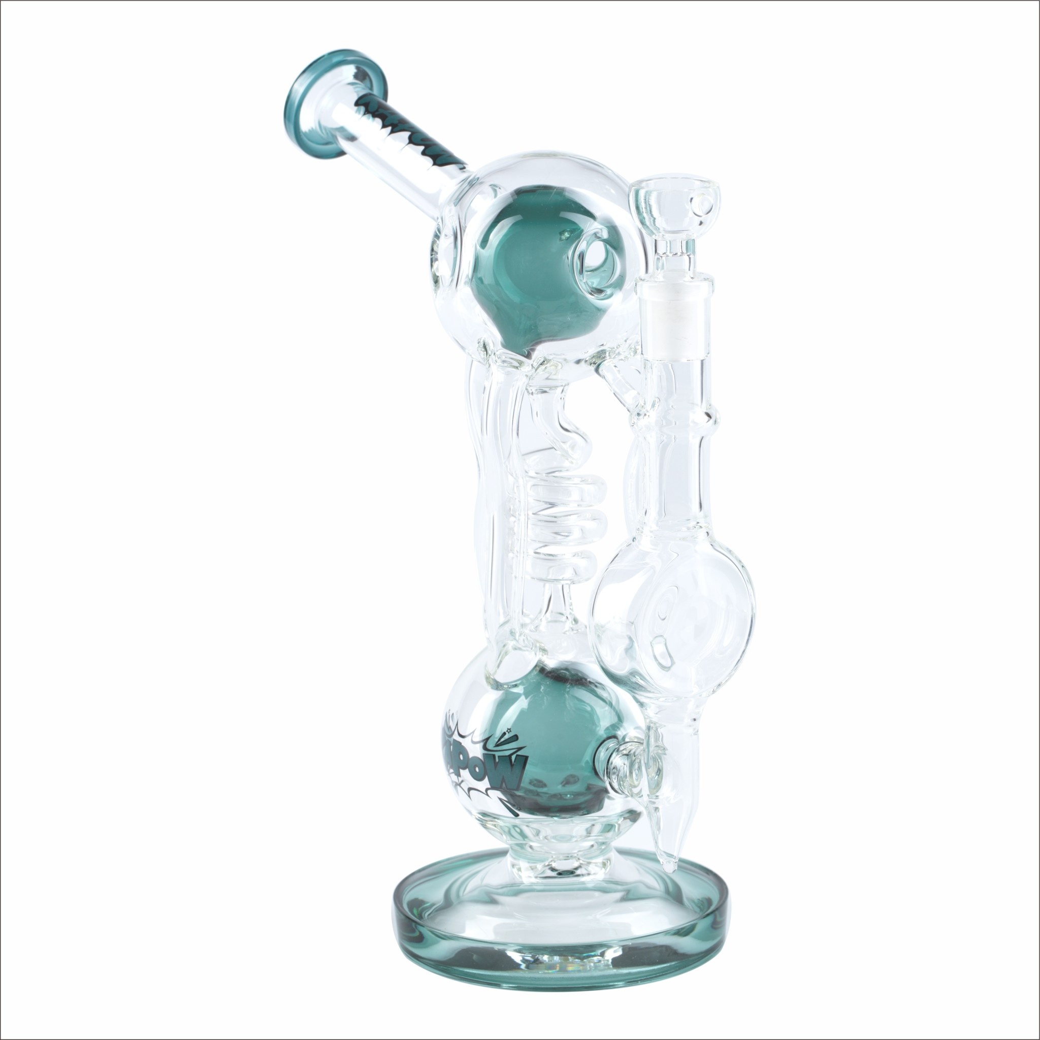 Kapow Lookah 12" dobble balls perc 3-Arm Recycler Glass Water Pipe ...