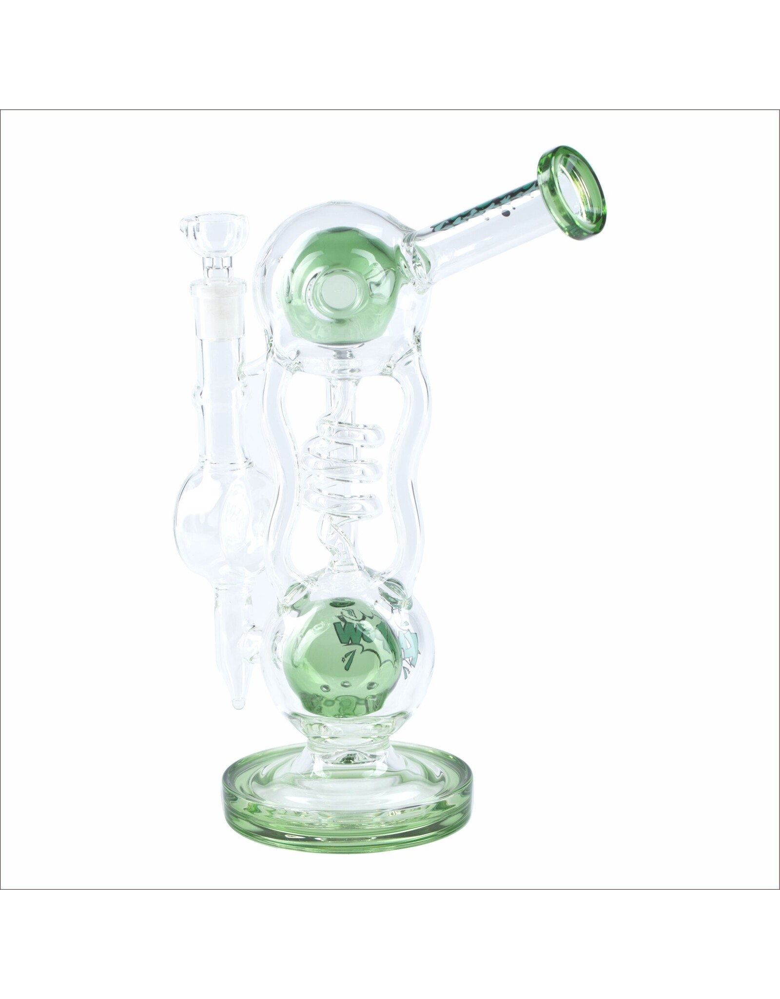 Kapow Lookah 12" dobble balls perc 3-Arm Recycler Glass Water Pipe ...