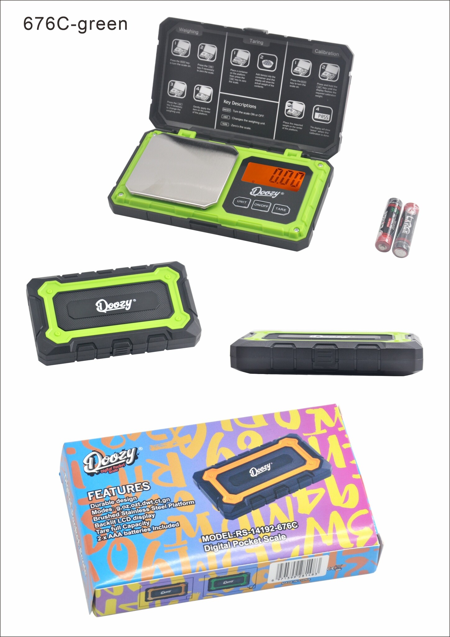 DOOZY POCKET SCALE GREEN 500G-14192-676C - Radical Vape Shop