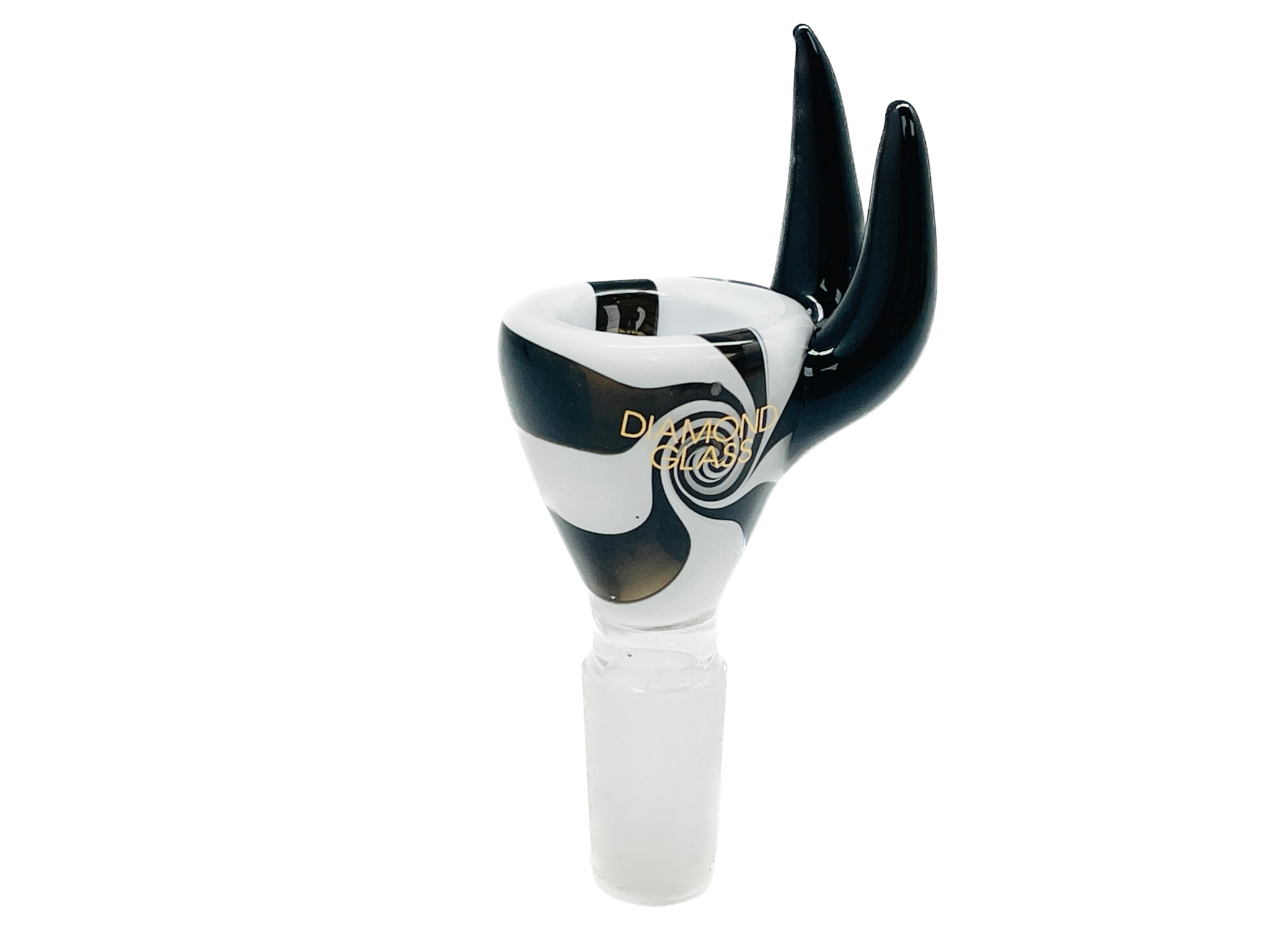 DIAMOND GLASS BOWL WITH TWO HORN 14MM - Radical Vape Shop