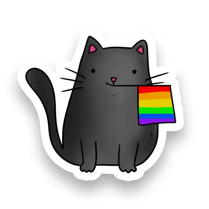 Rebel and Siren Rainbow Pride Cat Sticker - Cultured Coast