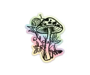 Jaybee Design Mushroom & Snail Holographic Sticker - Cultured Coast