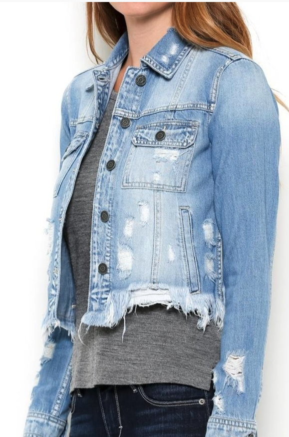 Distressed Jean Jacket - Tide & Table