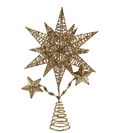 Star Tree Topper, Gold Glitter - Tide & Table