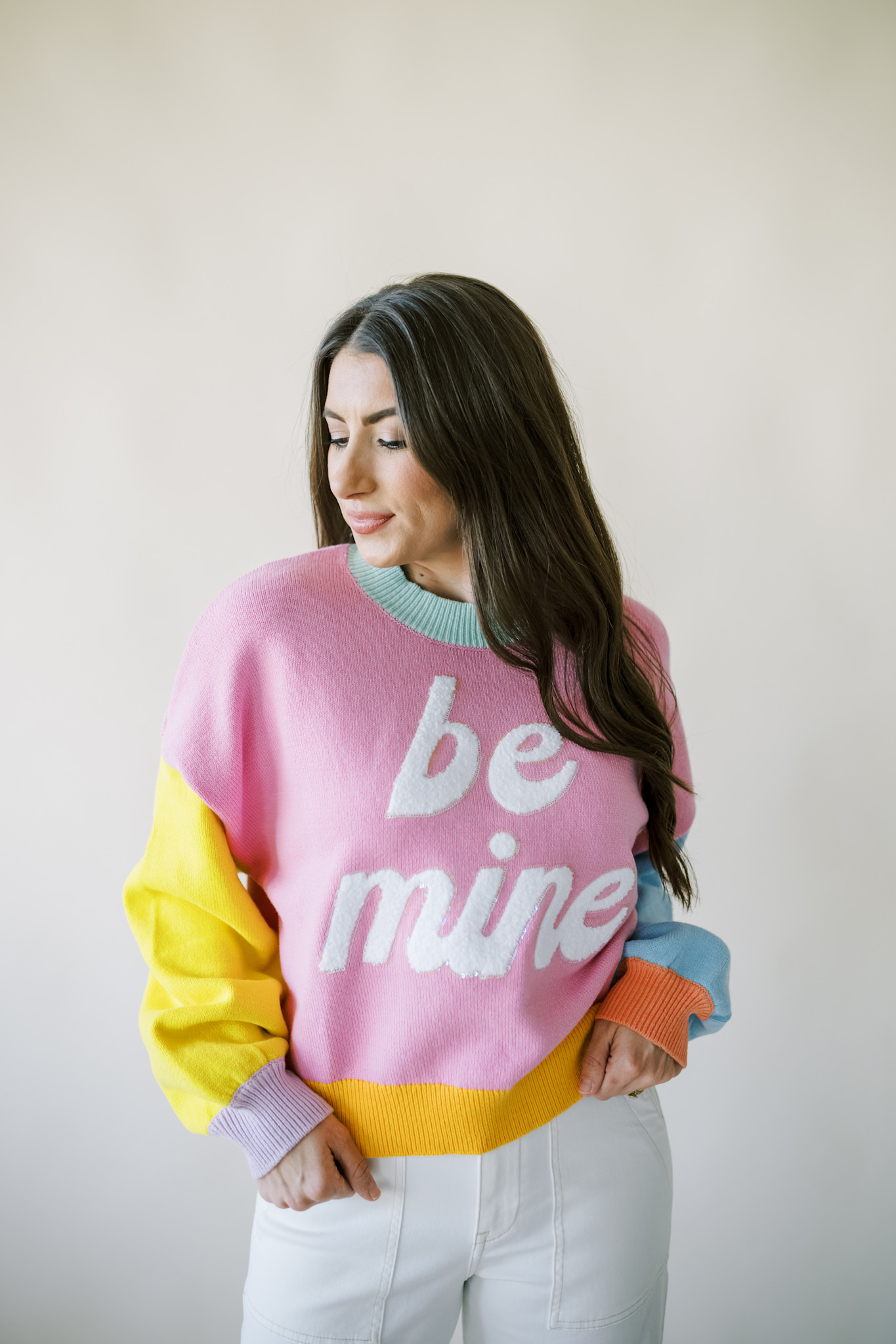 Multi Pastel Colorblock Be Mine Sweater - Southern Accents Boutique