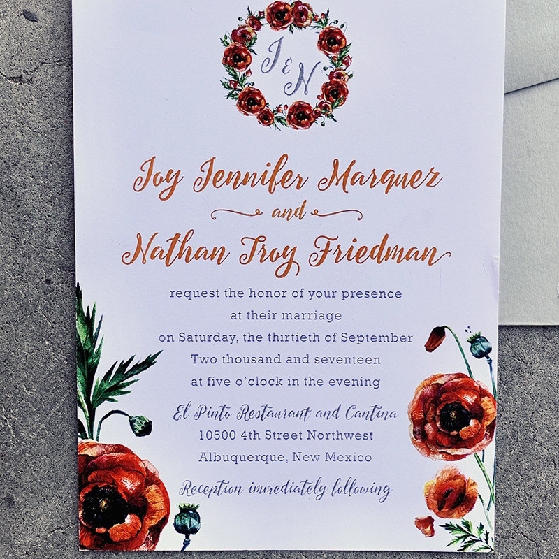Poppy Perfect Invitation - Pennysmiths Paper