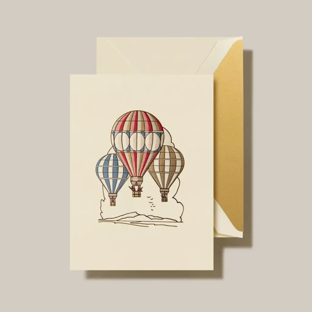 Engraved Hot Air Balloon Note ECRU - Pennysmiths Paper