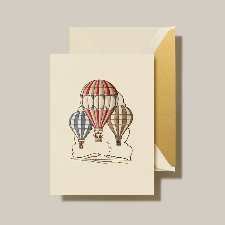Engraved Hot Air Balloon Note ECRU - Pennysmiths Paper