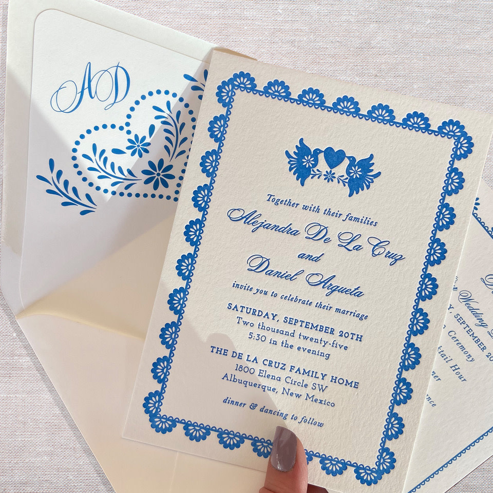 Lovebirds Papel Picado Wedding Invitation - Pennysmiths Paper