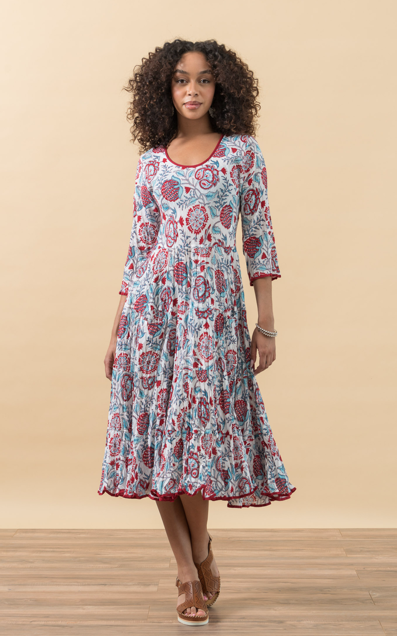 Trade Cloth Santa Fe Dress 3/4 Sleeve Riya - Lovebird Boutique