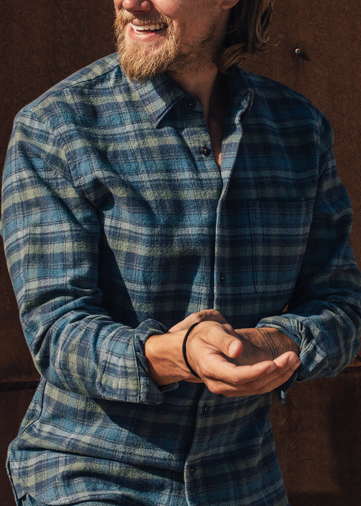 Kato Ripper Shirt Blue Green Plaid Flannel (0014489) - Drinkwater's ...