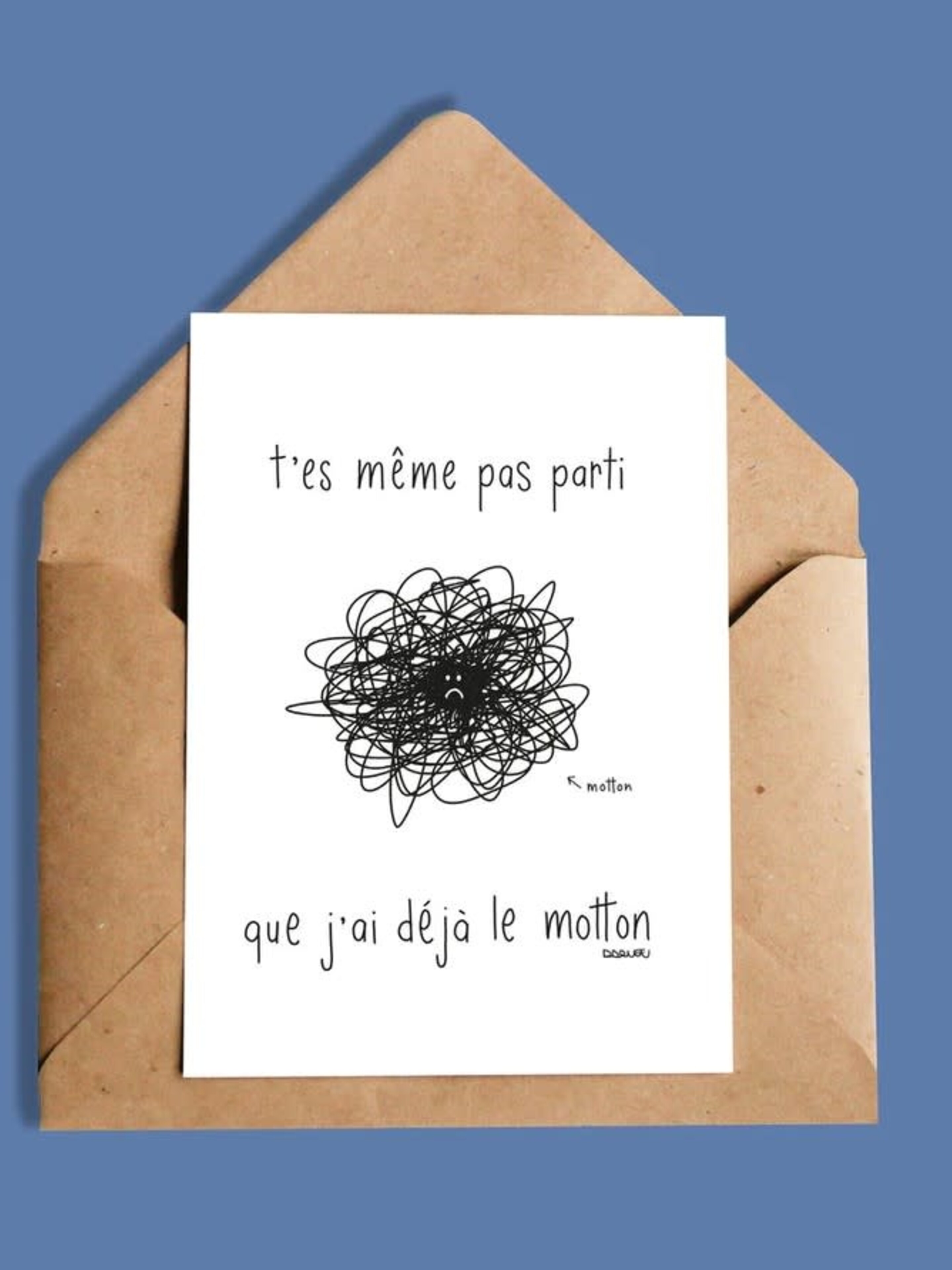 Carte T'es même pas parti que j'ai le motton Oui Manon - Boutique ...