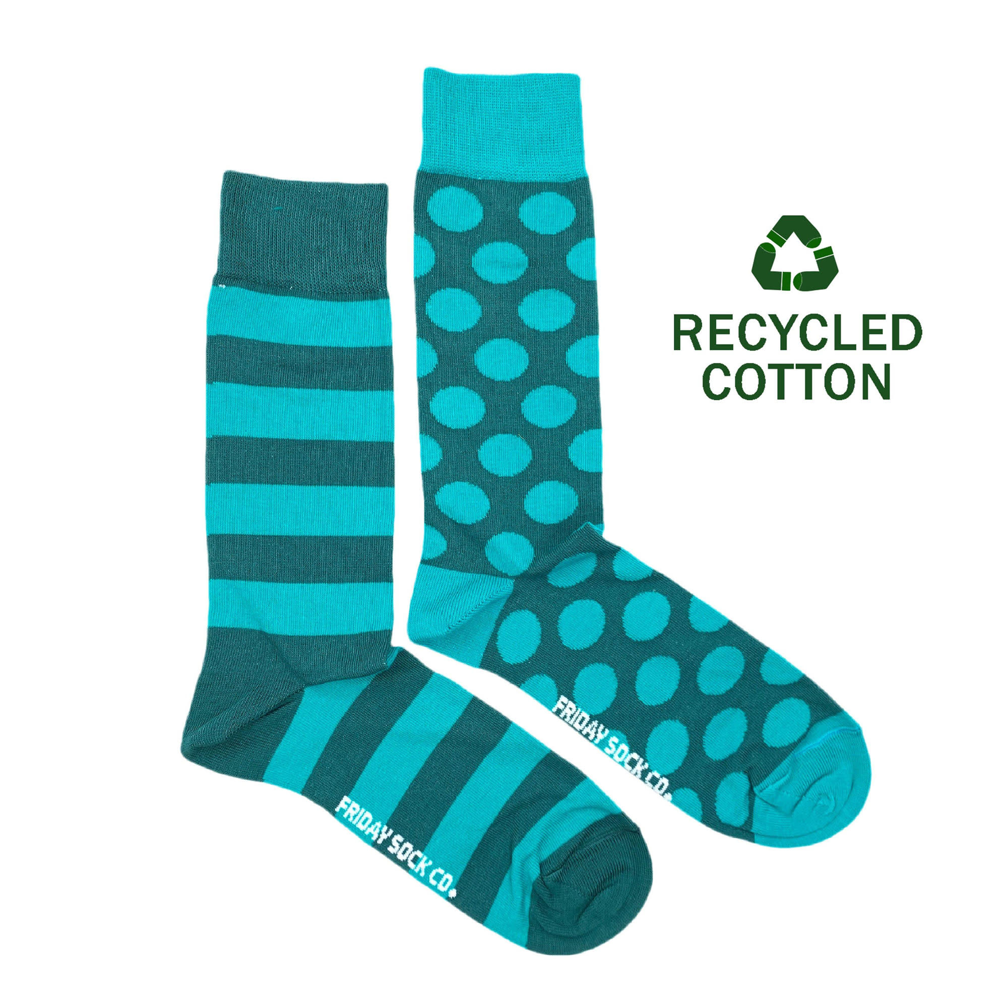 Men's Recycled Cotton Green Stripe & Dot Socks - Livingstone Outdoor