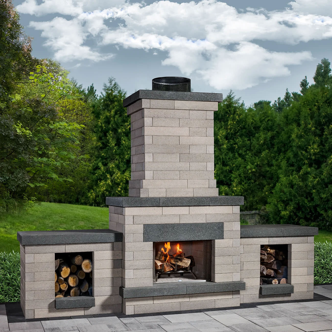 Belgard Melville Fireplace (Base & Top) Scandina Grey / Midnight Wood ...