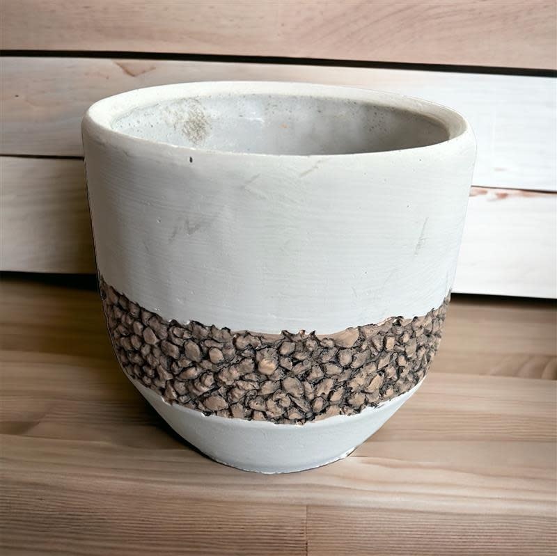 5" Modern Pebble Cylinder Cement Pot - Livingstone Outdoor