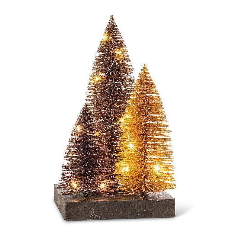 Glitter LED Trees on Base - Brown - Livingstone Outdoor