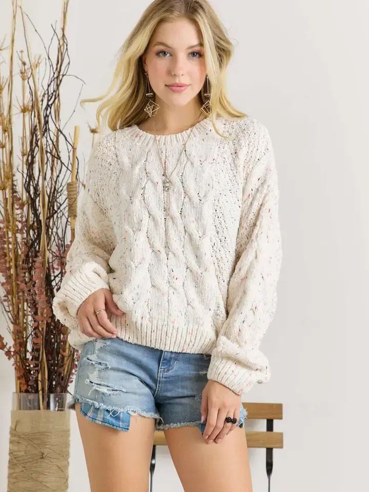 ADORA LA Multi Color Cable Knit Sweater - Livingstone Outdoor