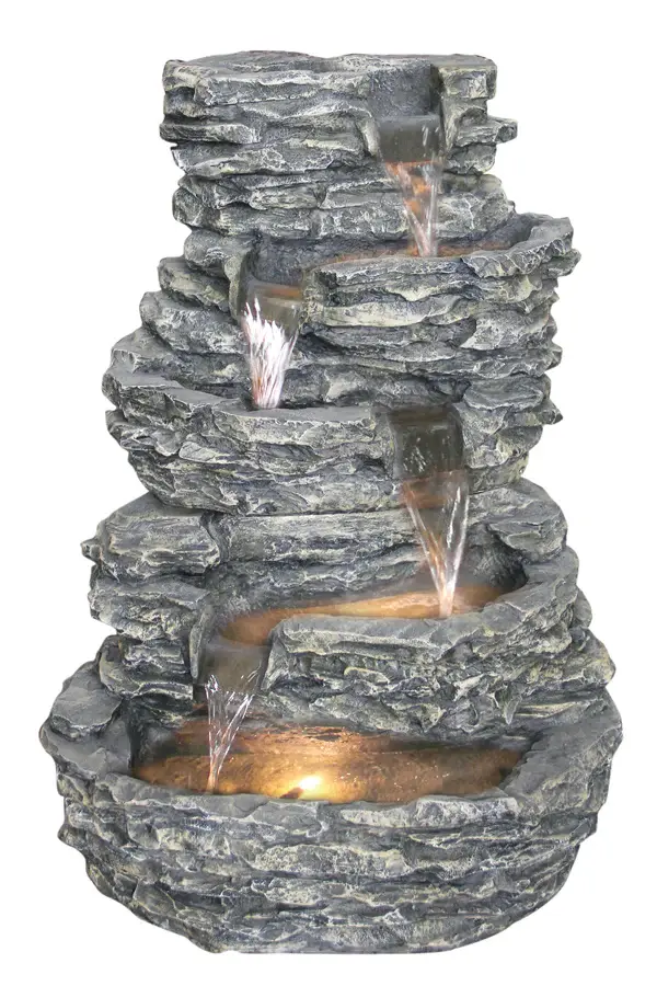 Multi Level Rock Fountain w/ LED - Livingstone Outdoor