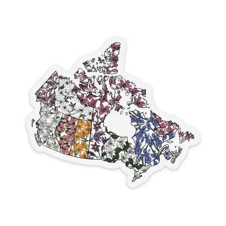 Canada Map Floral Clear Matte Vinyl Sticker - Livingstone Outdoor