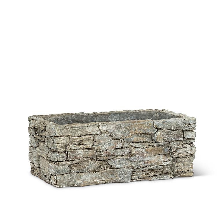 Abbott Collection Small Rectangle Stack Stone Planter - Livingstone Outdoor