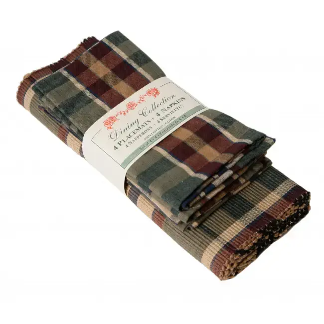 Accent Linen Placemats 4 + 4 Napkins Set - Army - Livingstone Outdoor
