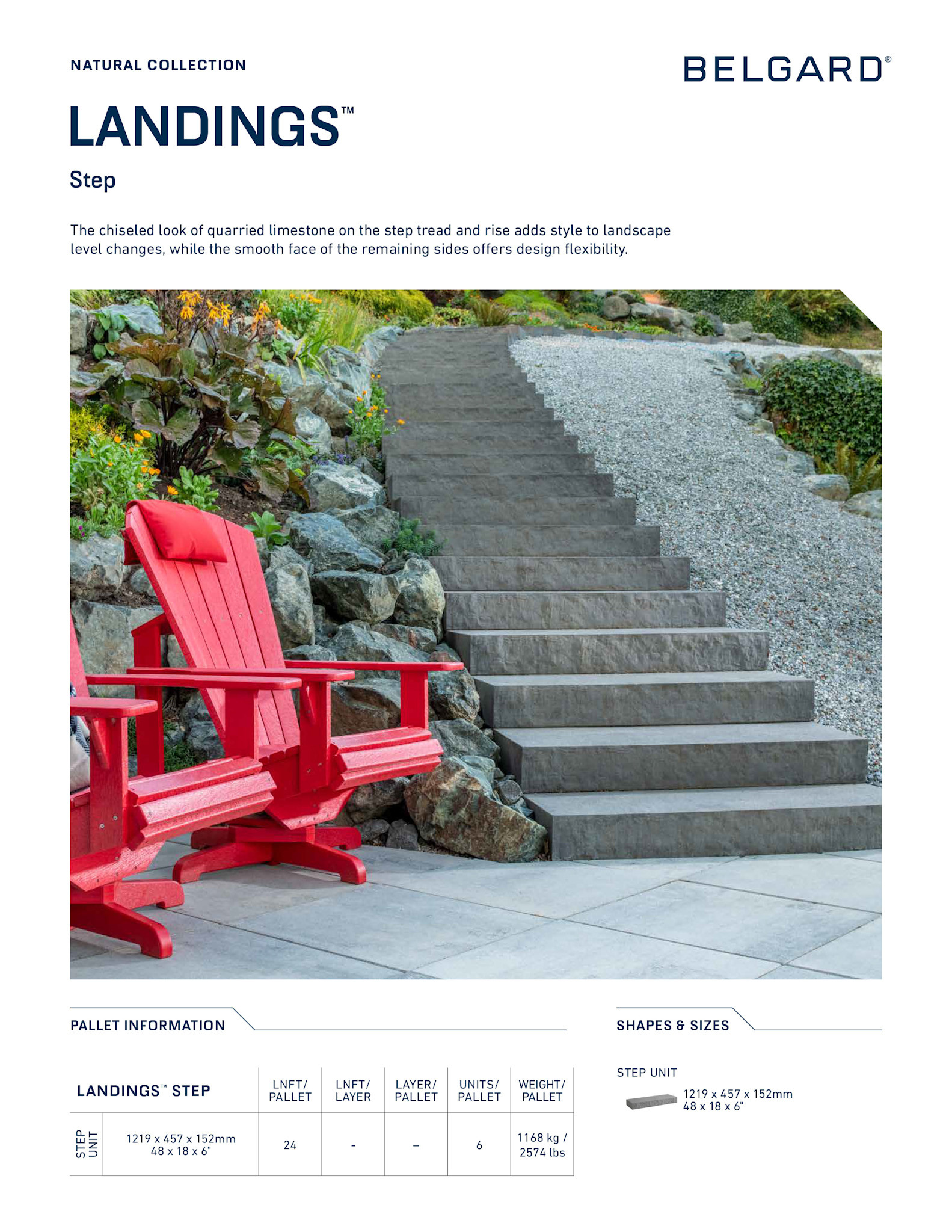 Belgard Landings Step Unit (48 x 18 x 6 - LxDxH) - Livingstone Outdoor